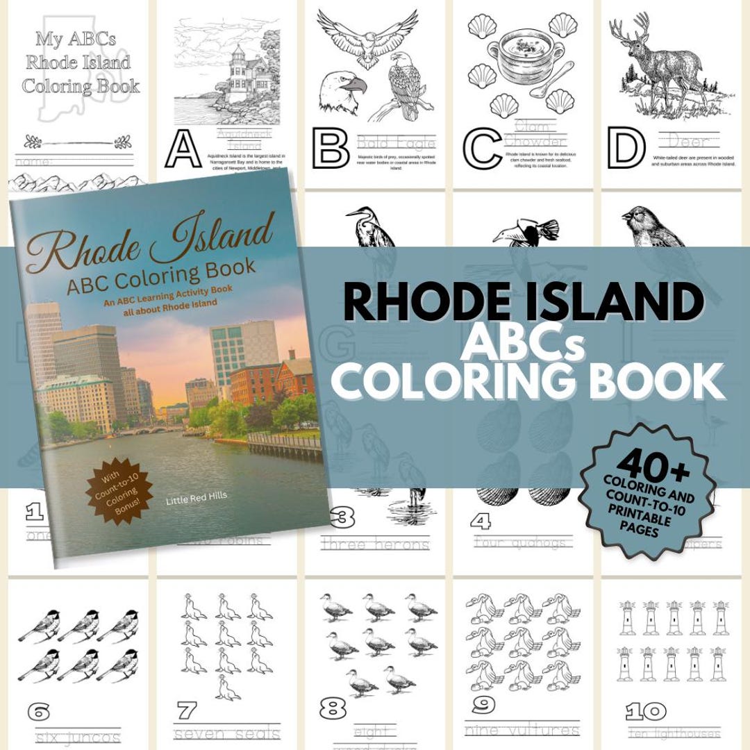 Rhode Island Abcs Coloring Book: A Printable ABC Learning and Coloring ...