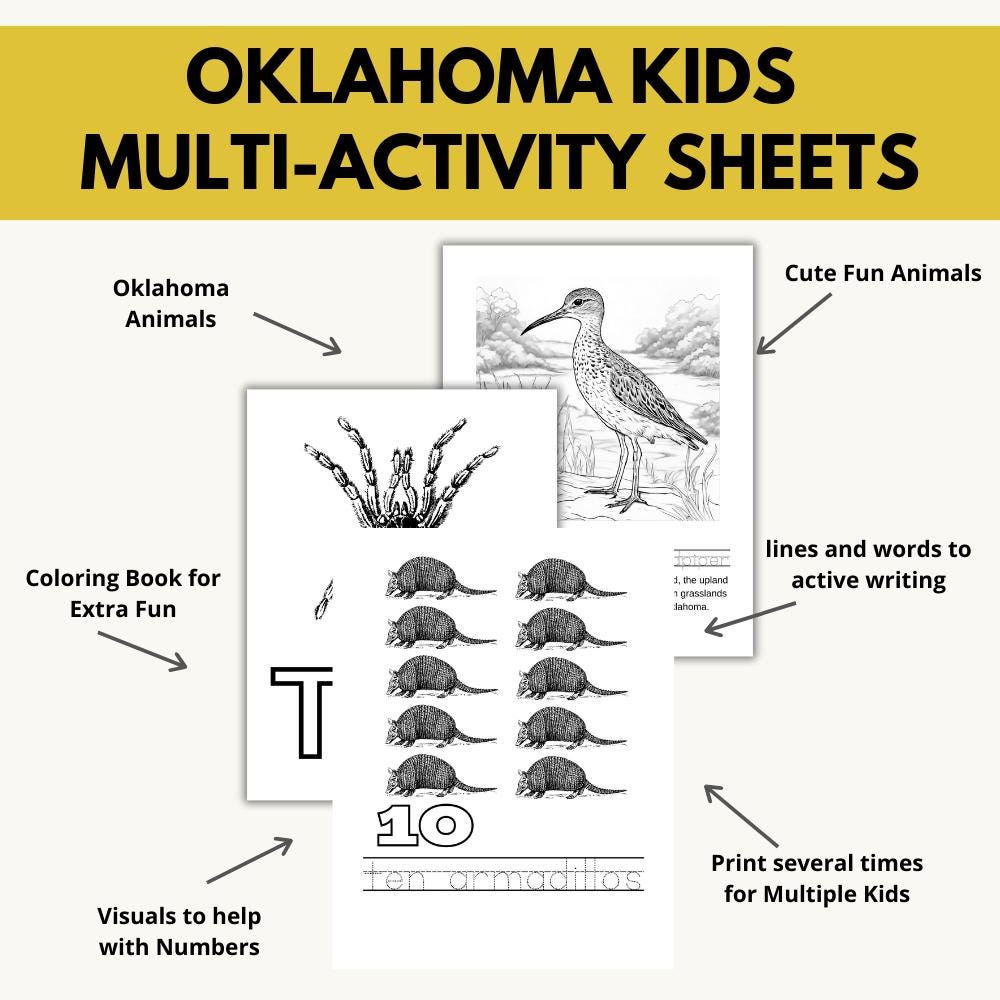 Oklahoma Abcs Coloring Book: A Printable ABC Learning and Coloring Kids ...
