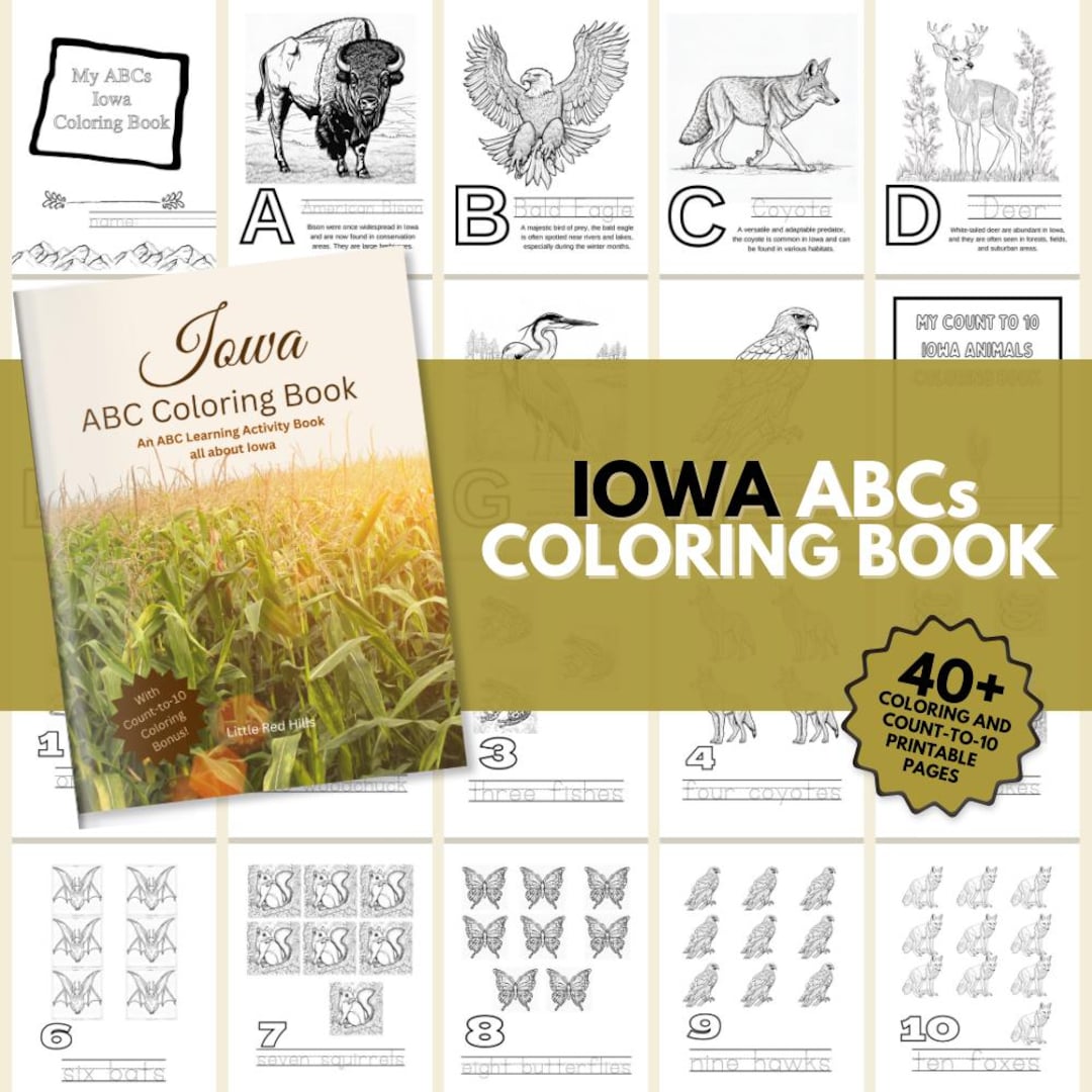 Iowa Abcs Coloring Book: A Printable ABC Learning and Coloring Kids ...