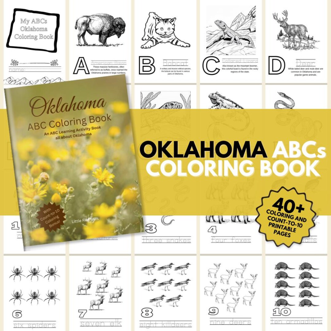 Oklahoma Abcs Coloring Book: A Printable ABC Learning and Coloring Kids ...