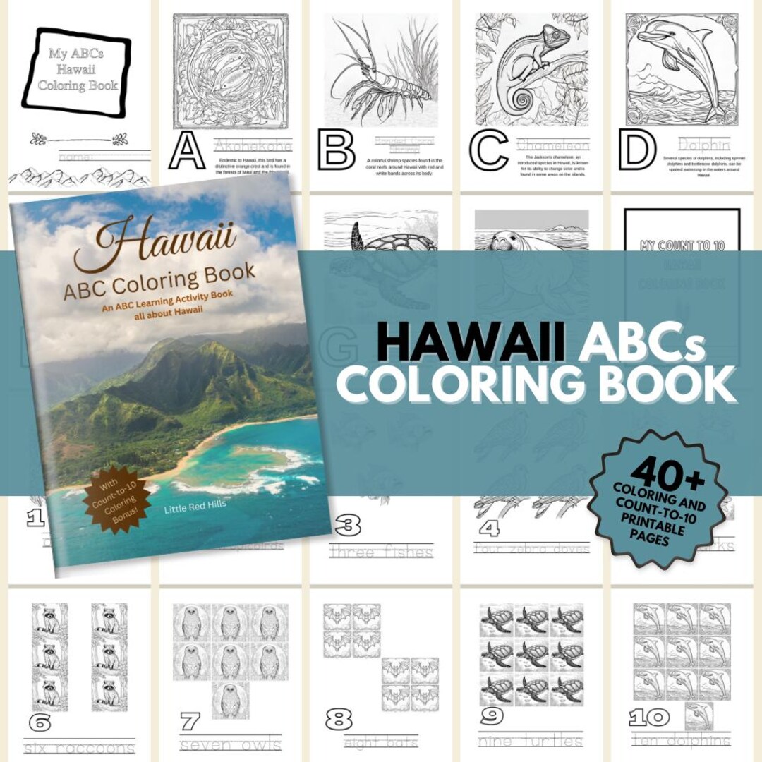 Hawaii Abcs Coloring Book: A Printable ABC Learning Activity Book All ...