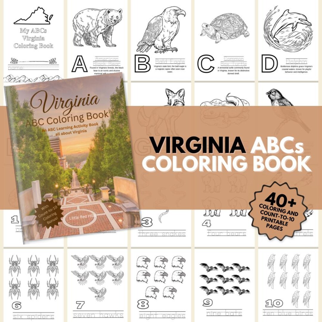 Virginia Abcs Coloring Book: A Printable ABC Learning and Coloring Kids ...