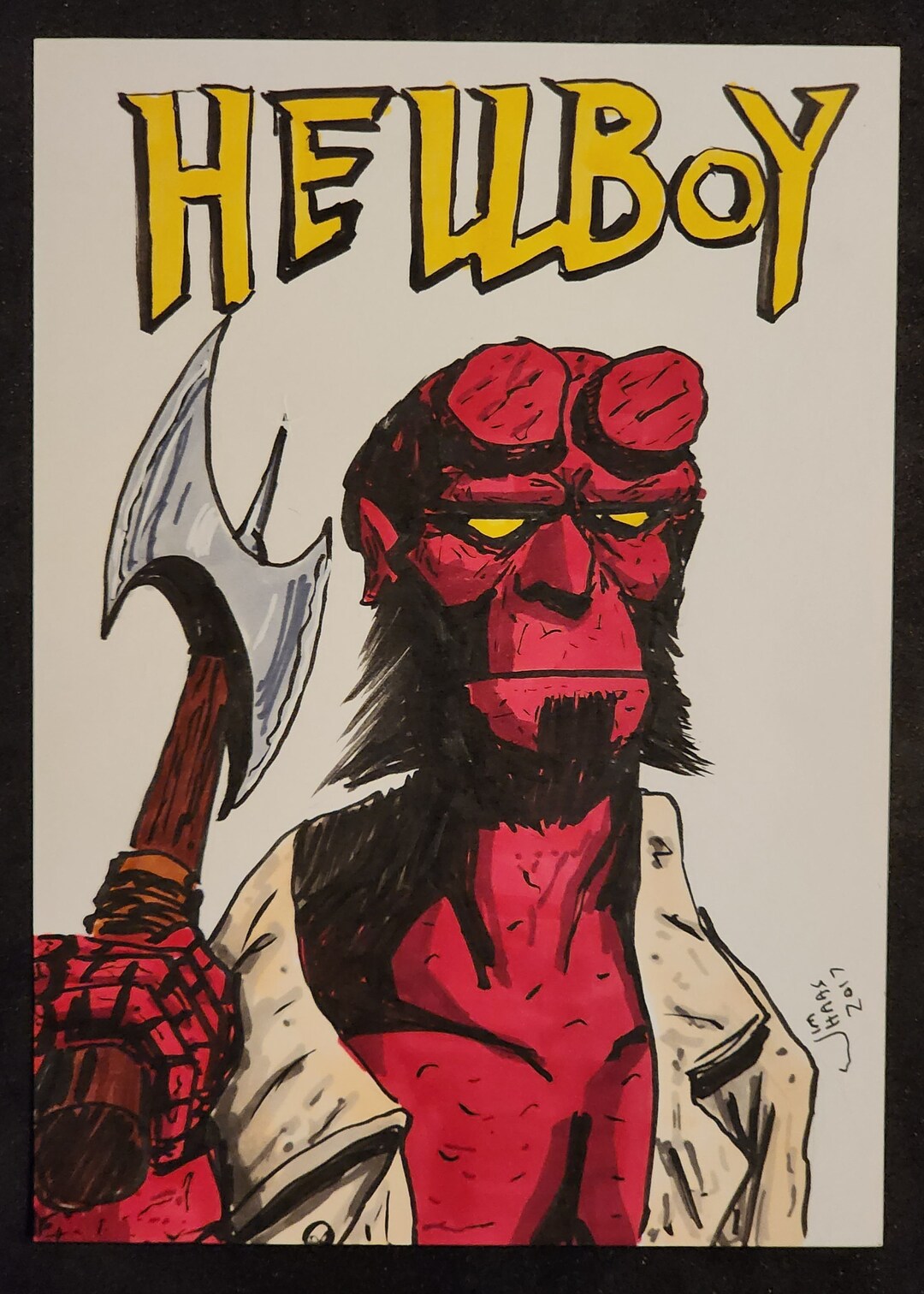 Hellboy ORIGINAL on 5x7 Cardstock (color) - Etsy