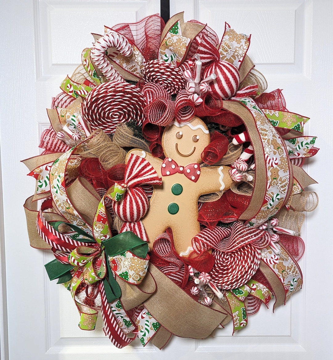 Gingerbread Wreath, Christmas Wreath, Whimsical Gingerbread Wreath ...