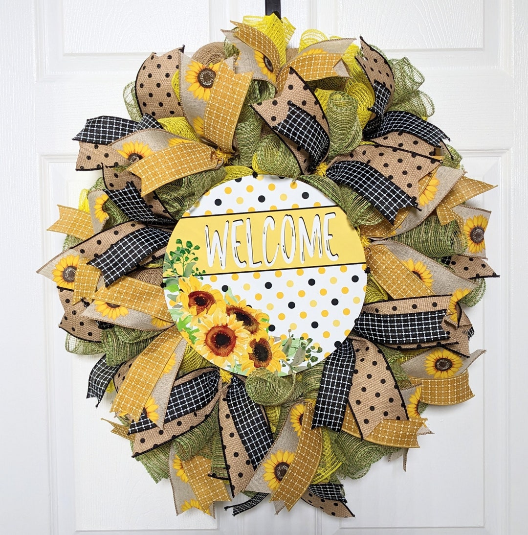 Welcome Sunflower Wreath Everyday Spring Summer Wreath Wreath - Etsy