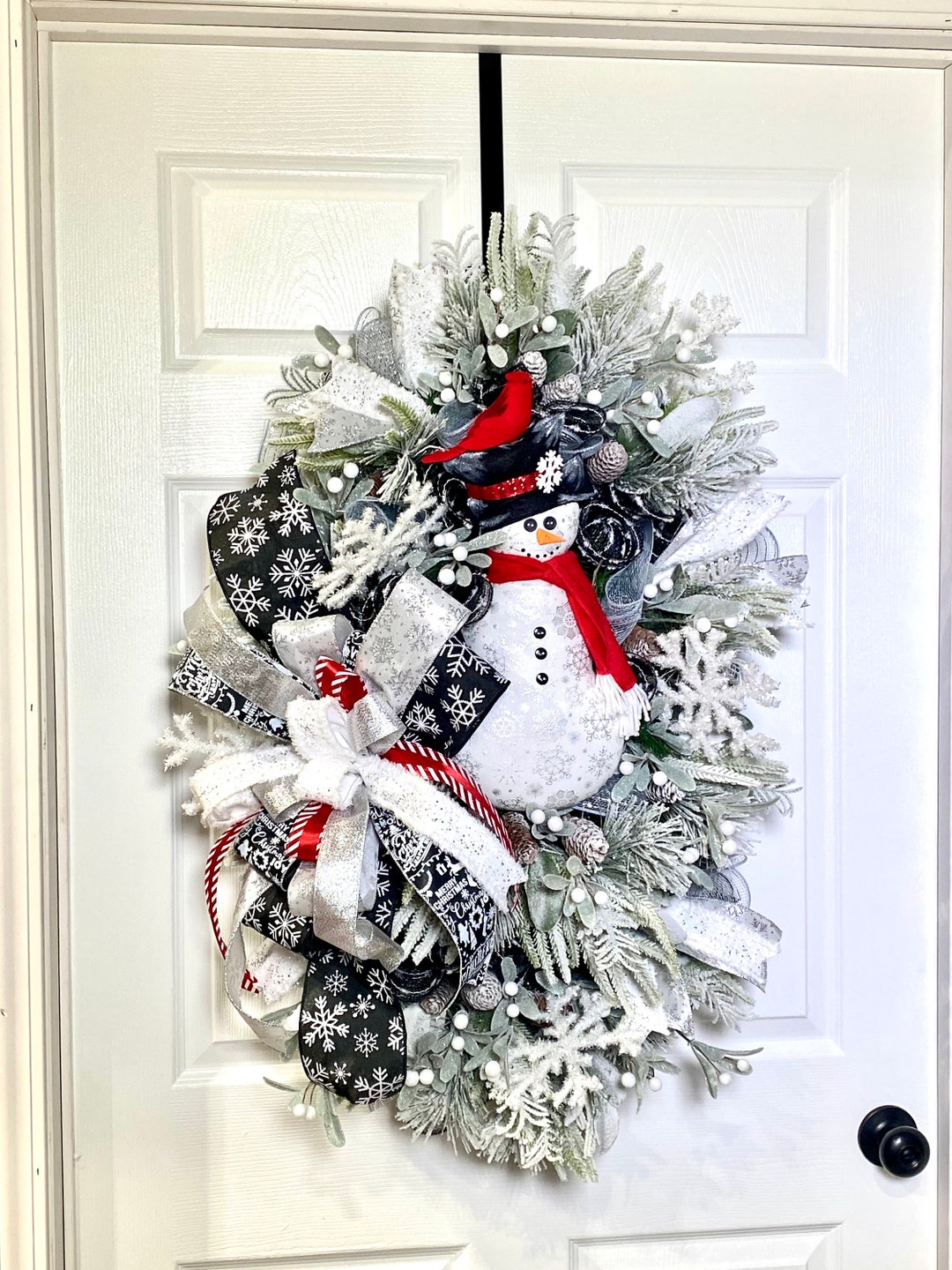 Snowman Winter Wreath, Christmas Snowman Wreath, Farmhouse Snowman ...