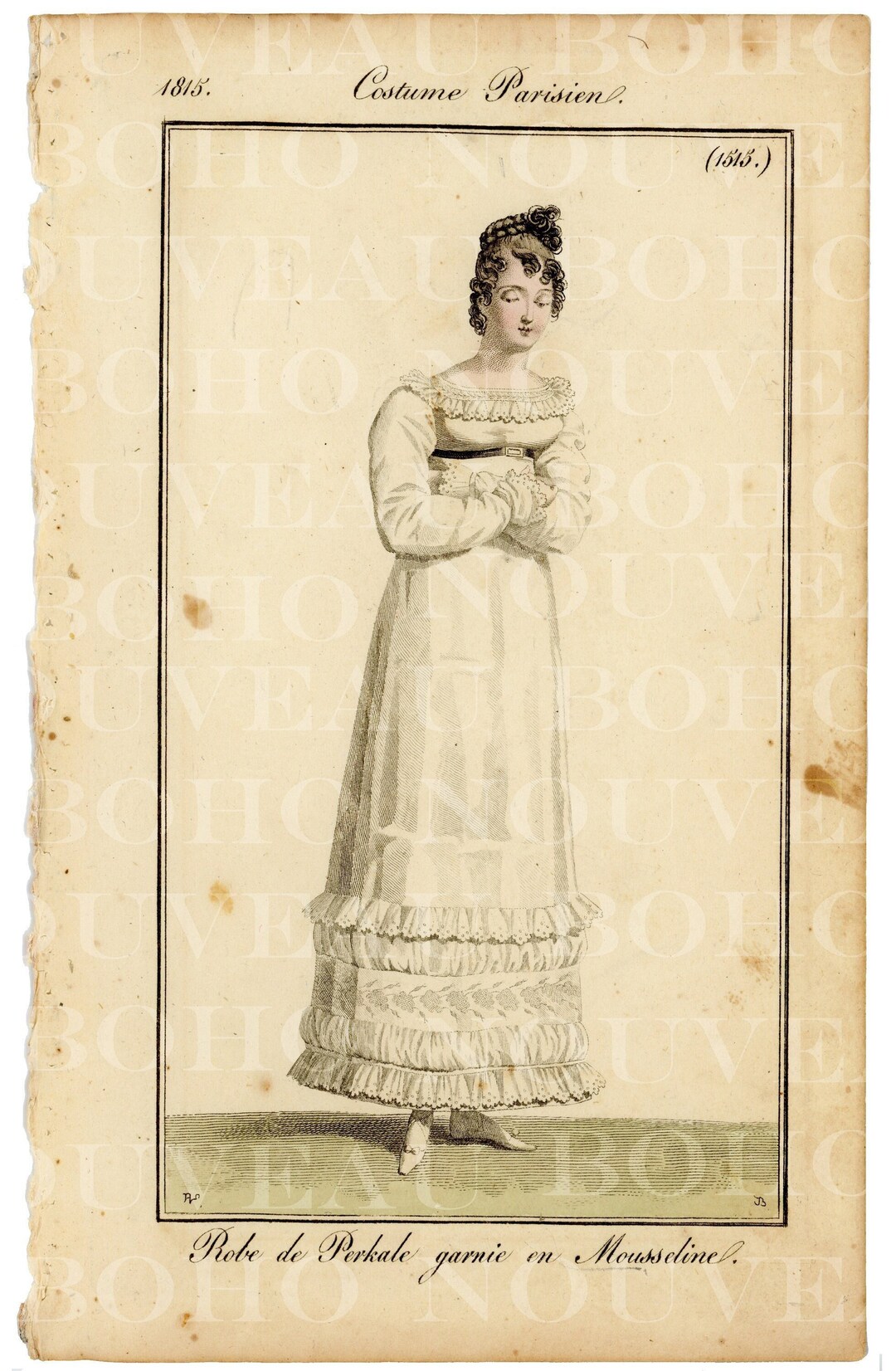 1815 Signed Hand-colored Costume Parisien Fashion Engraving No. 1515 ...