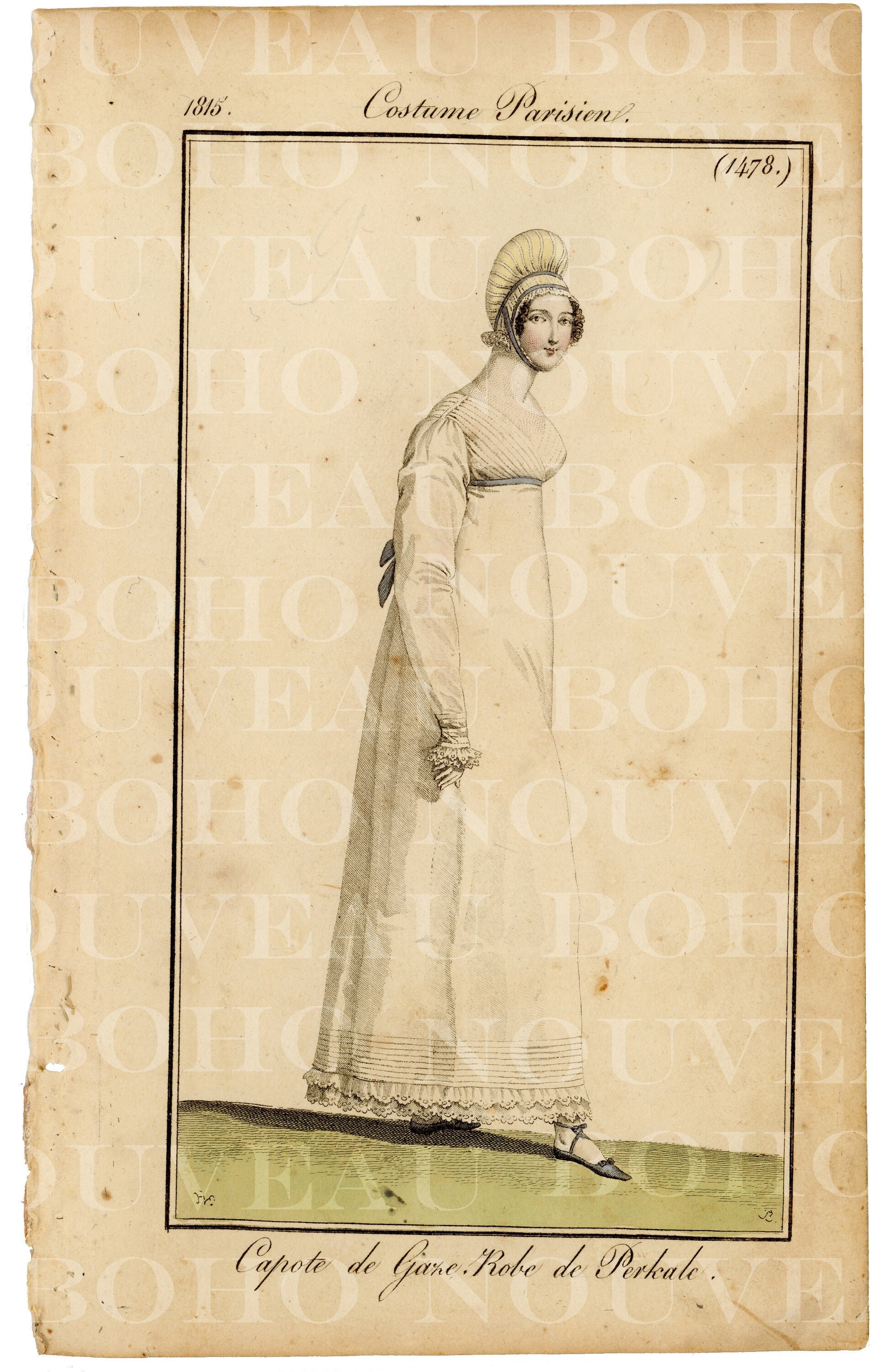 1815 Signed Hand-colored Costume Parisien Fashion Engraving No. 1478 ...