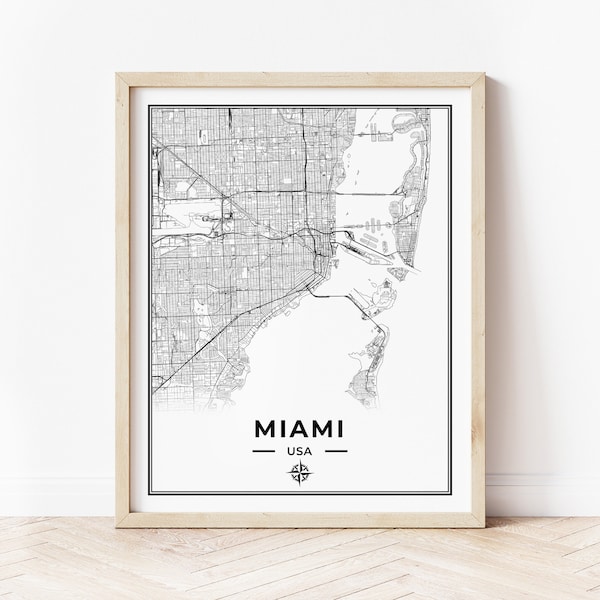 Miami Map Print - Etsy