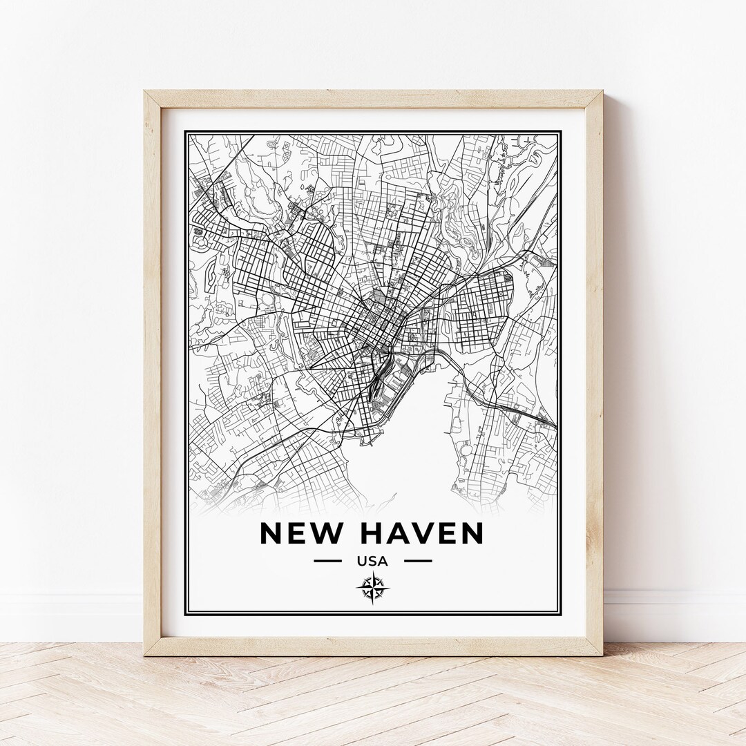 New Haven Map Print Map of New Haven Connecticut Digital - Etsy