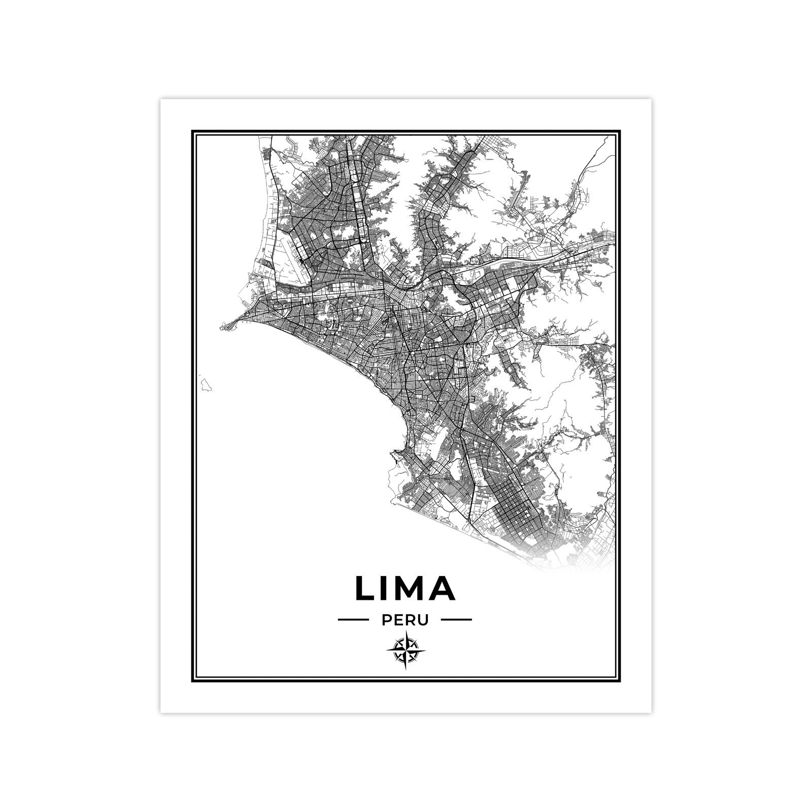 Lima Map Print Map of Lima Peru Digital Download - Etsy