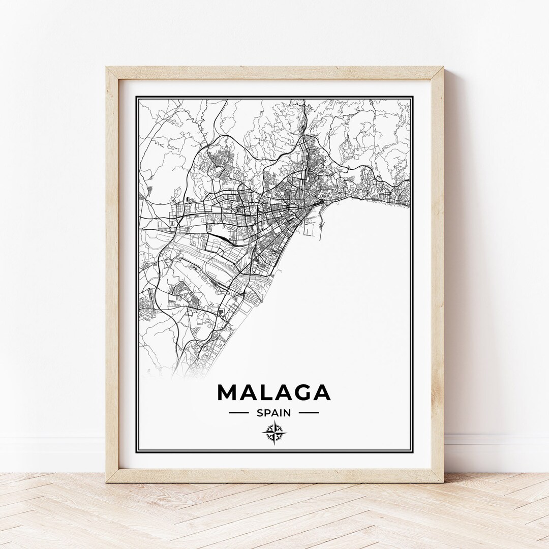 Malaga Map Print Map of Malaga Spain Digital Download - Etsy