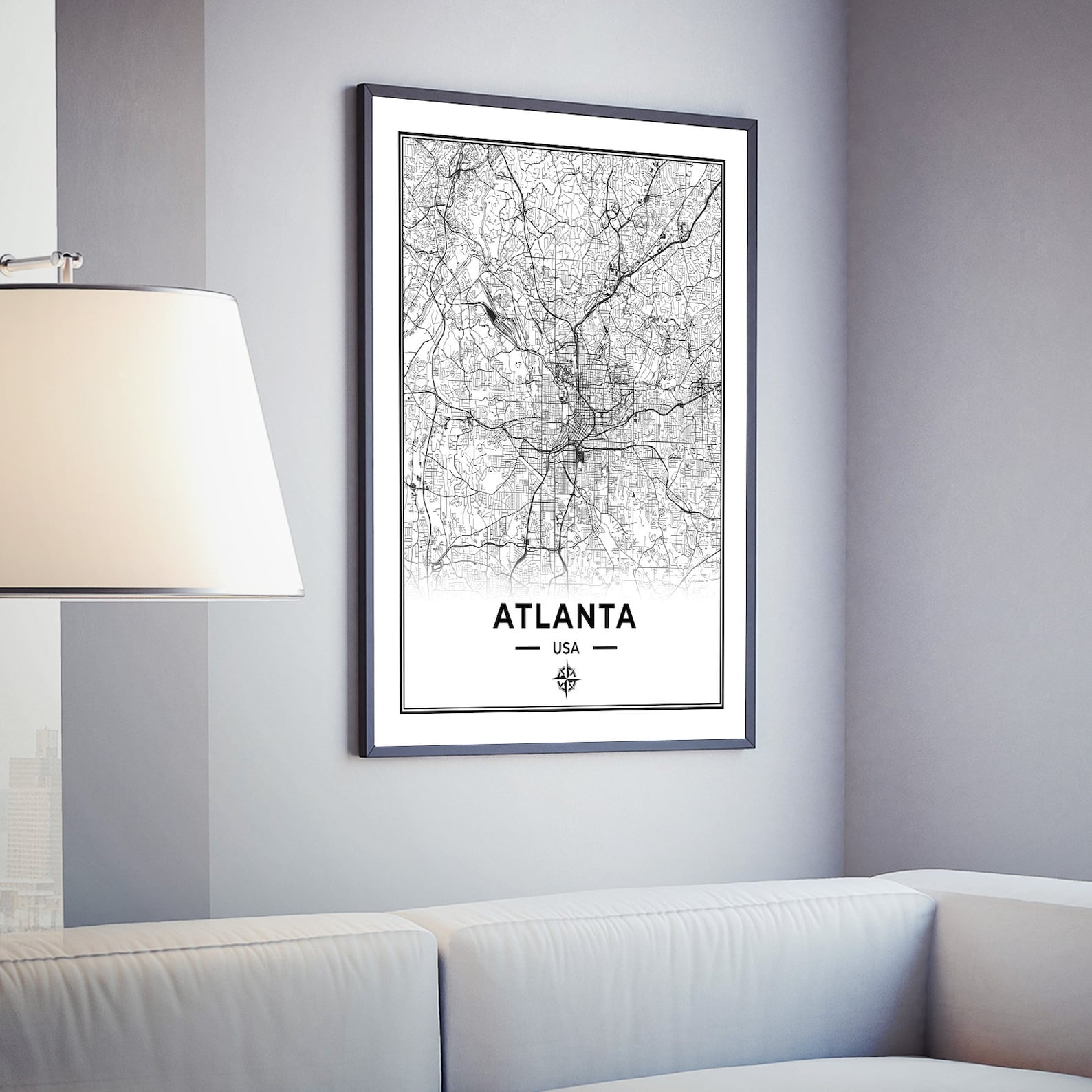 Atlanta Map Print Map of Atlanta Georgia Digital Download - Etsy