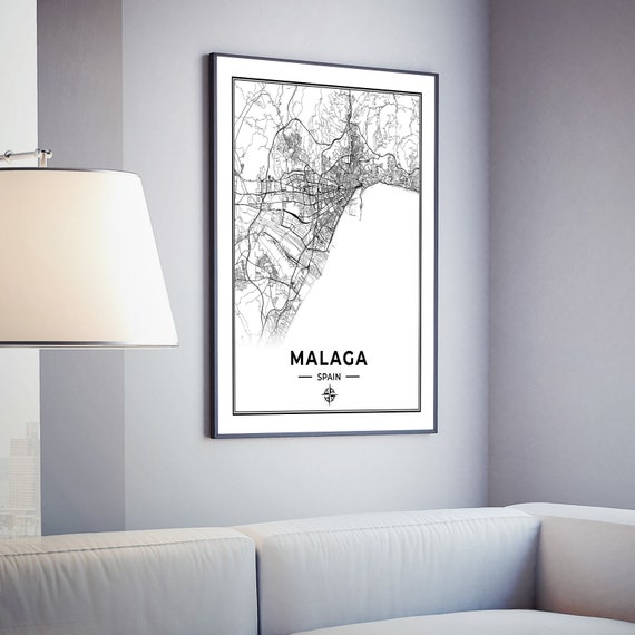 INSTANT DOWNLOAD Malaga Spain City Map Printable Digital Print Files ...