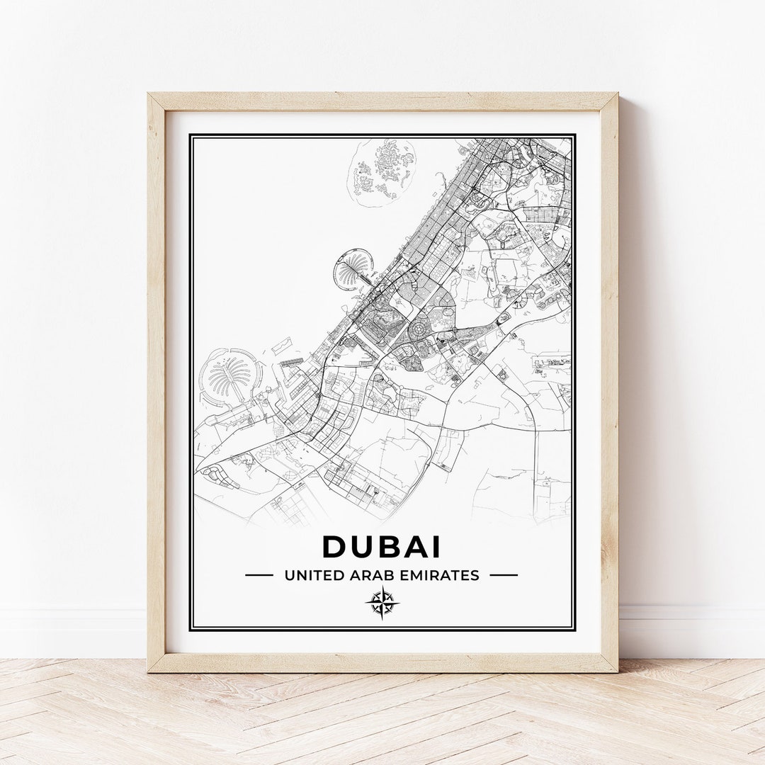 Dubai Map Print Map of Dubai United Arab Emirates Digital Download - Etsy
