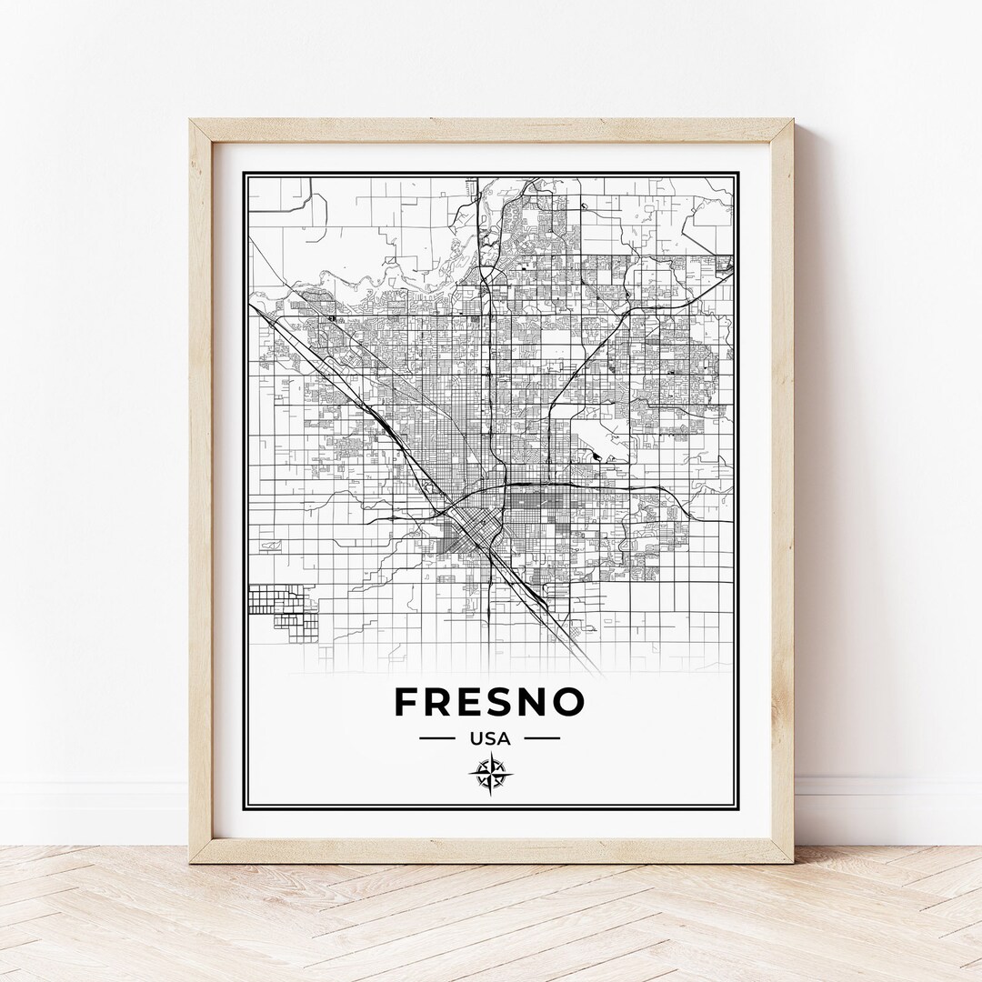 Fresno Map Print Map of Fresno California USA Digital Download - Etsy