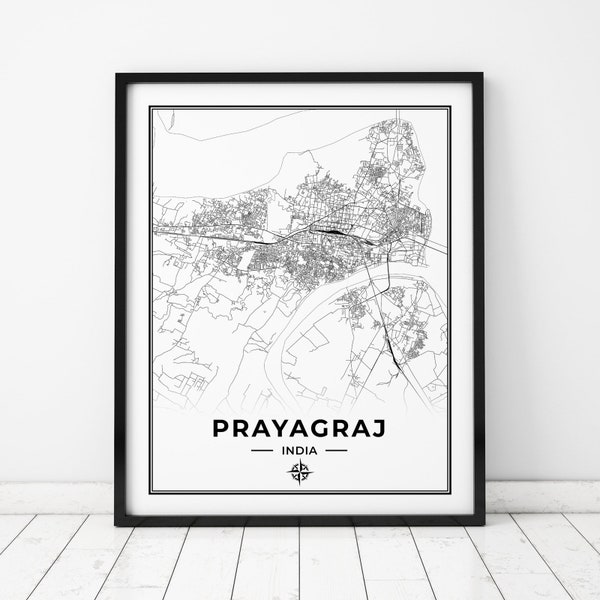 Prayagraj Map Print of Prayagraj, - Etsy