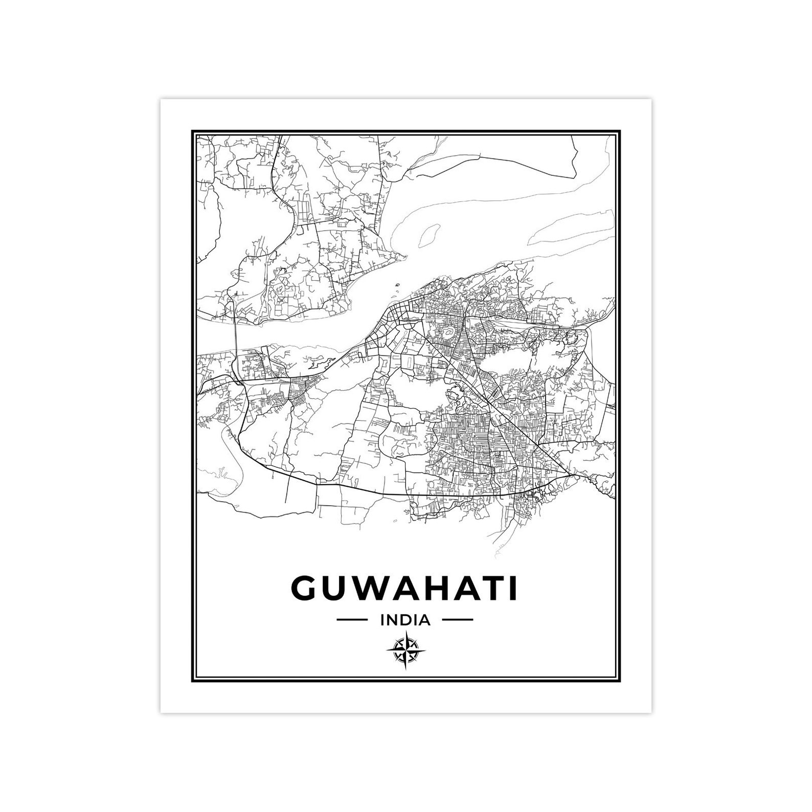 Guwahati Map Print Map of Guwahati India Digital Download - Etsy