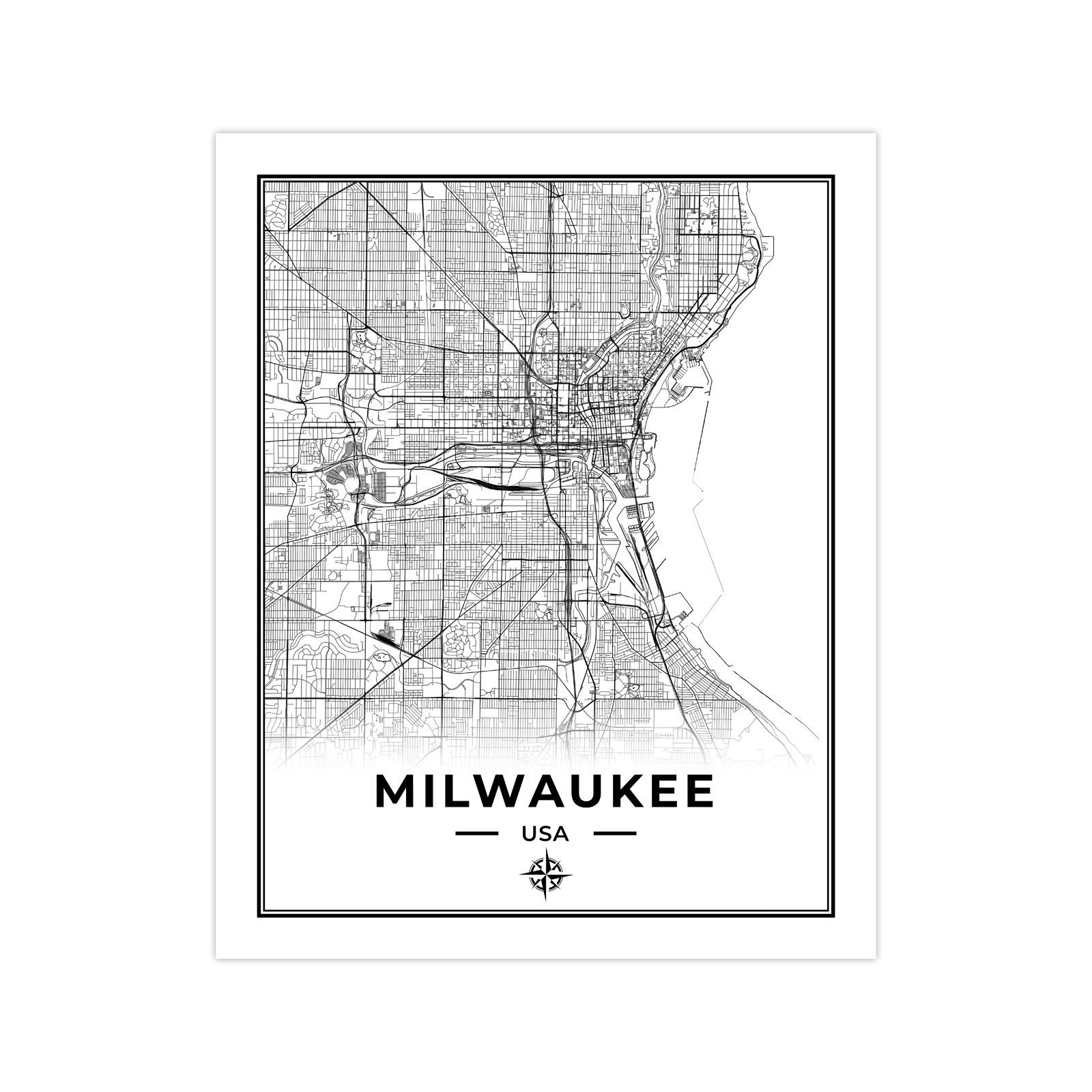 Milwaukee Map Print Map of Milwaukee Wisconsin Digital Download - Etsy