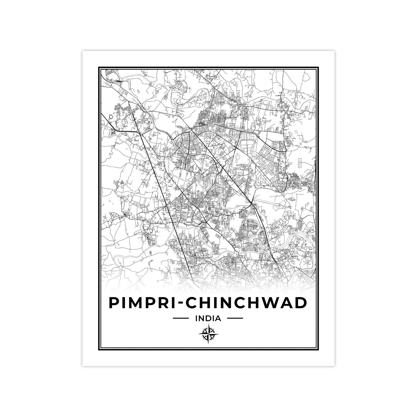 Pimpri Chinchwad Map Print Map of Pimpri Chinchwad, India Digital ...
