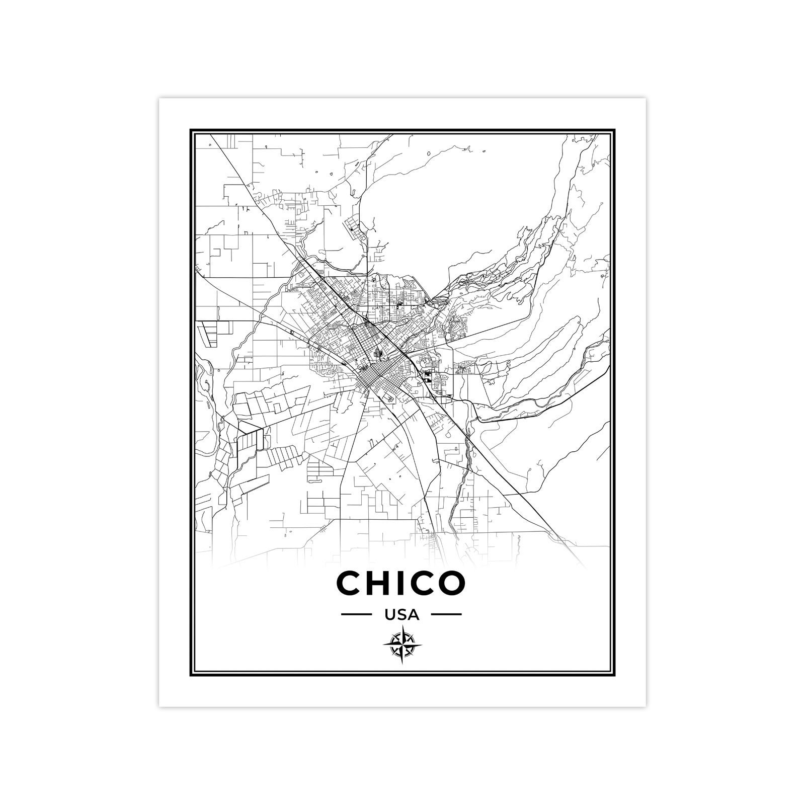 Chico Map Print Map of Chico California Digital Download - Etsy