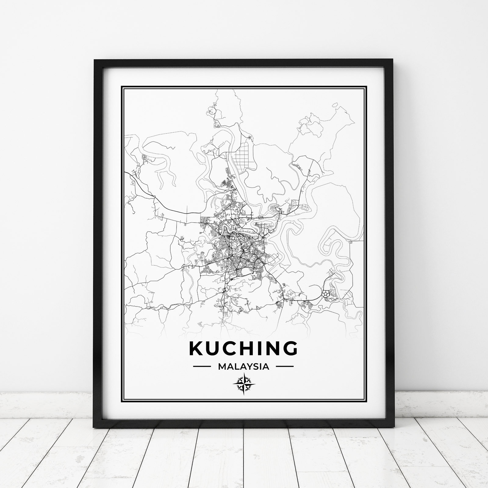 Kuching Map Print Map of Kuching Malaysia Digital Download - Etsy