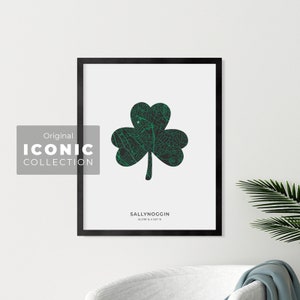 Sallynoggin Shamrock Map Print Map of Sallynoggin Ireland Irish Good ...