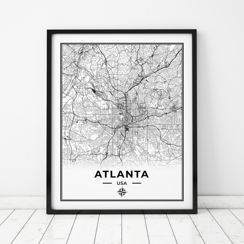 Atlanta Map Print Map of Atlanta Georgia Digital Download - Etsy