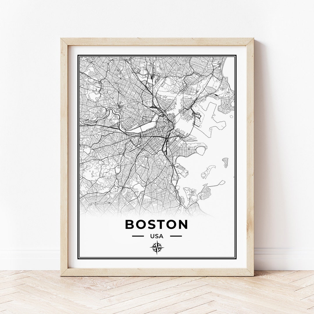 Boston Map Print Map of Boston Digital Download - Etsy