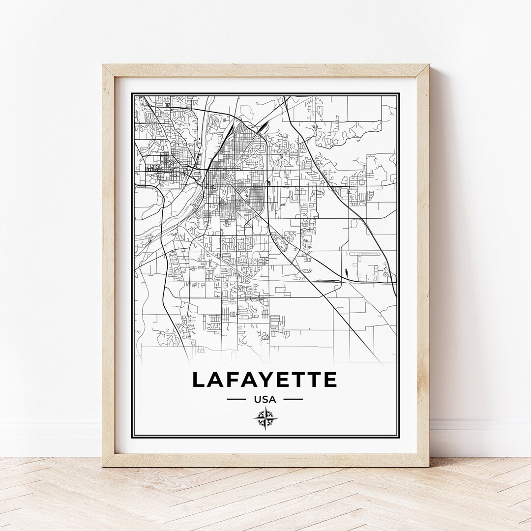 Lafayette, Map Print Map of Lafayette, Indiana, USA Digital Download - Etsy