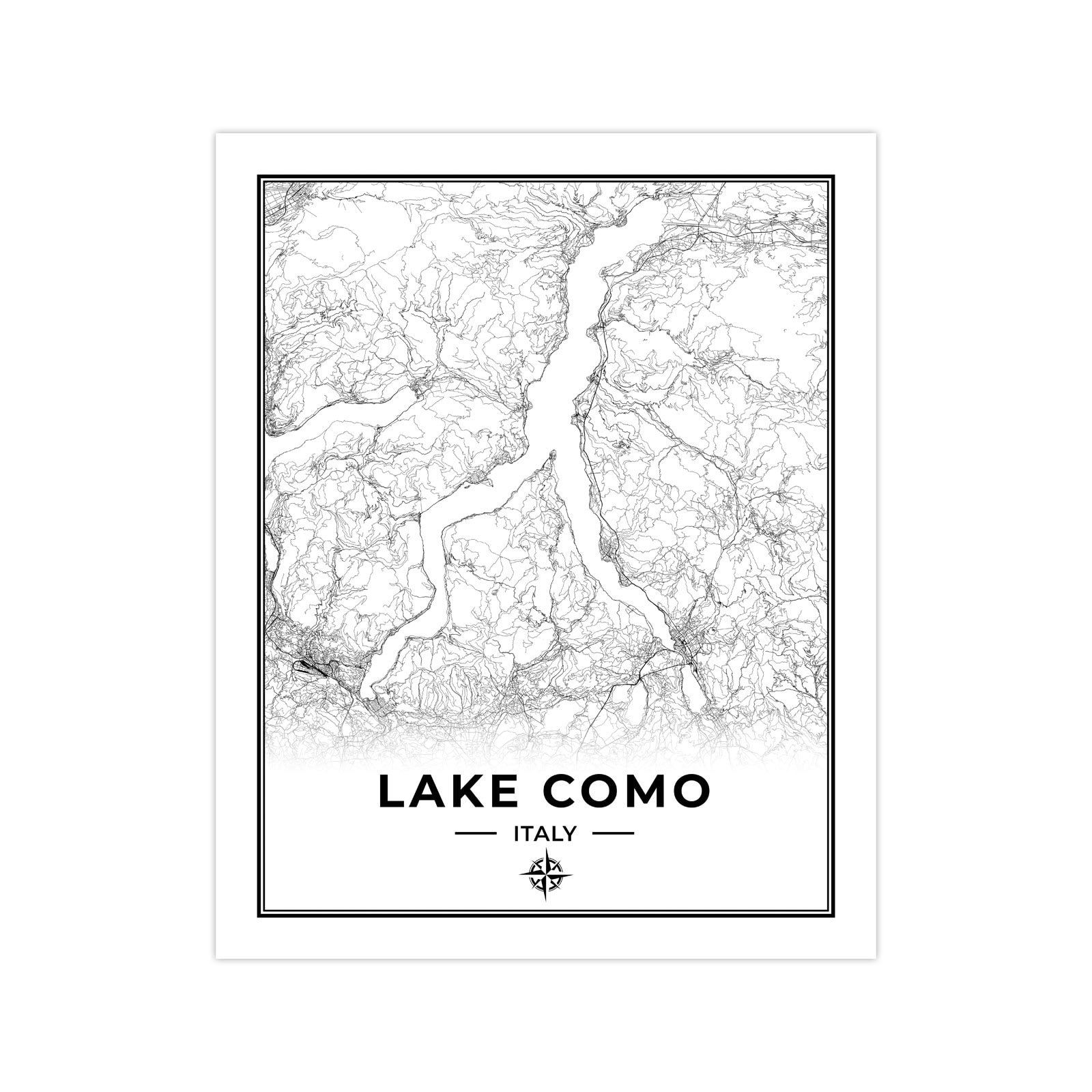 Lake Como Map Print Map of Lake Como Italy Digital Download - Etsy