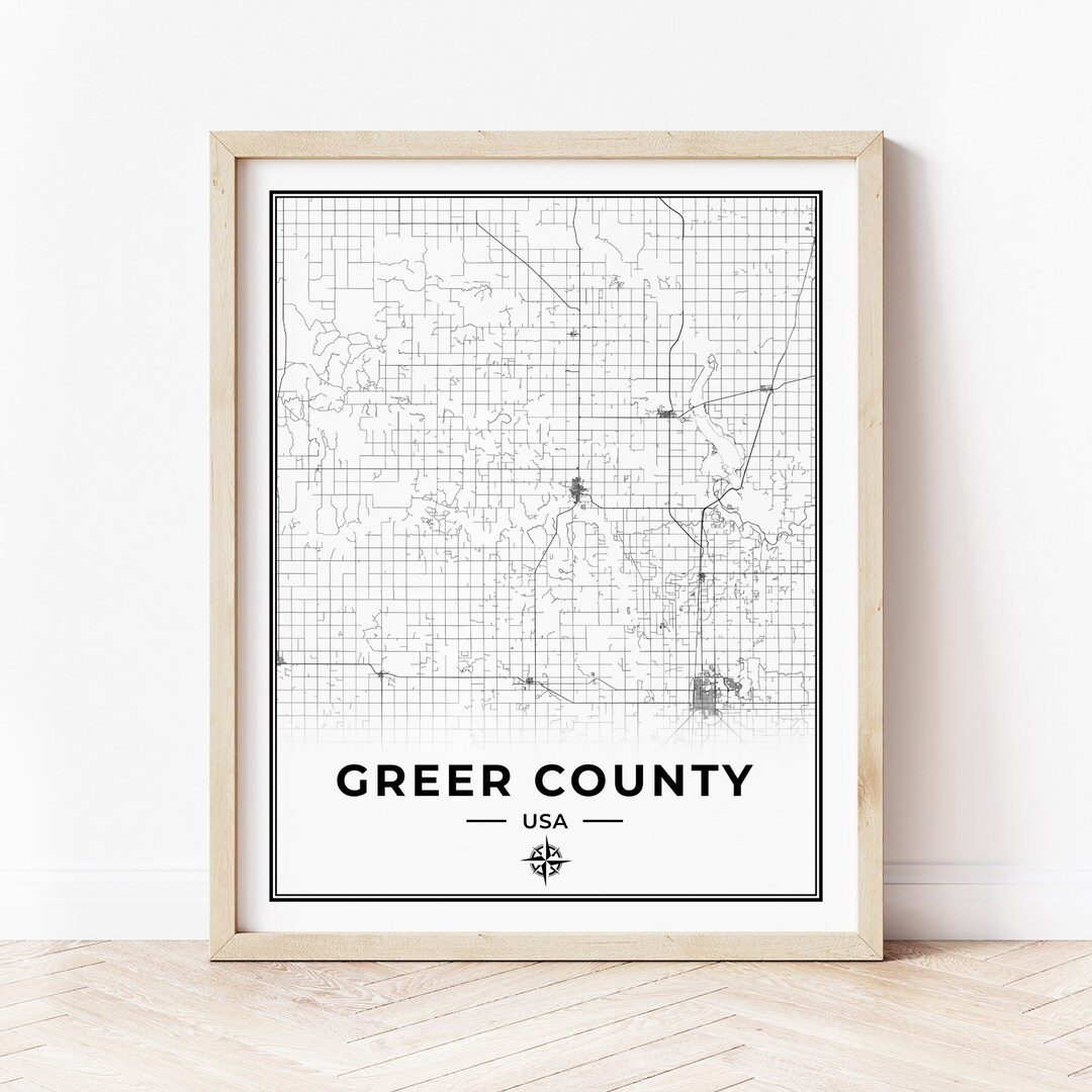 Greer County Map Print Digital Download - Etsy