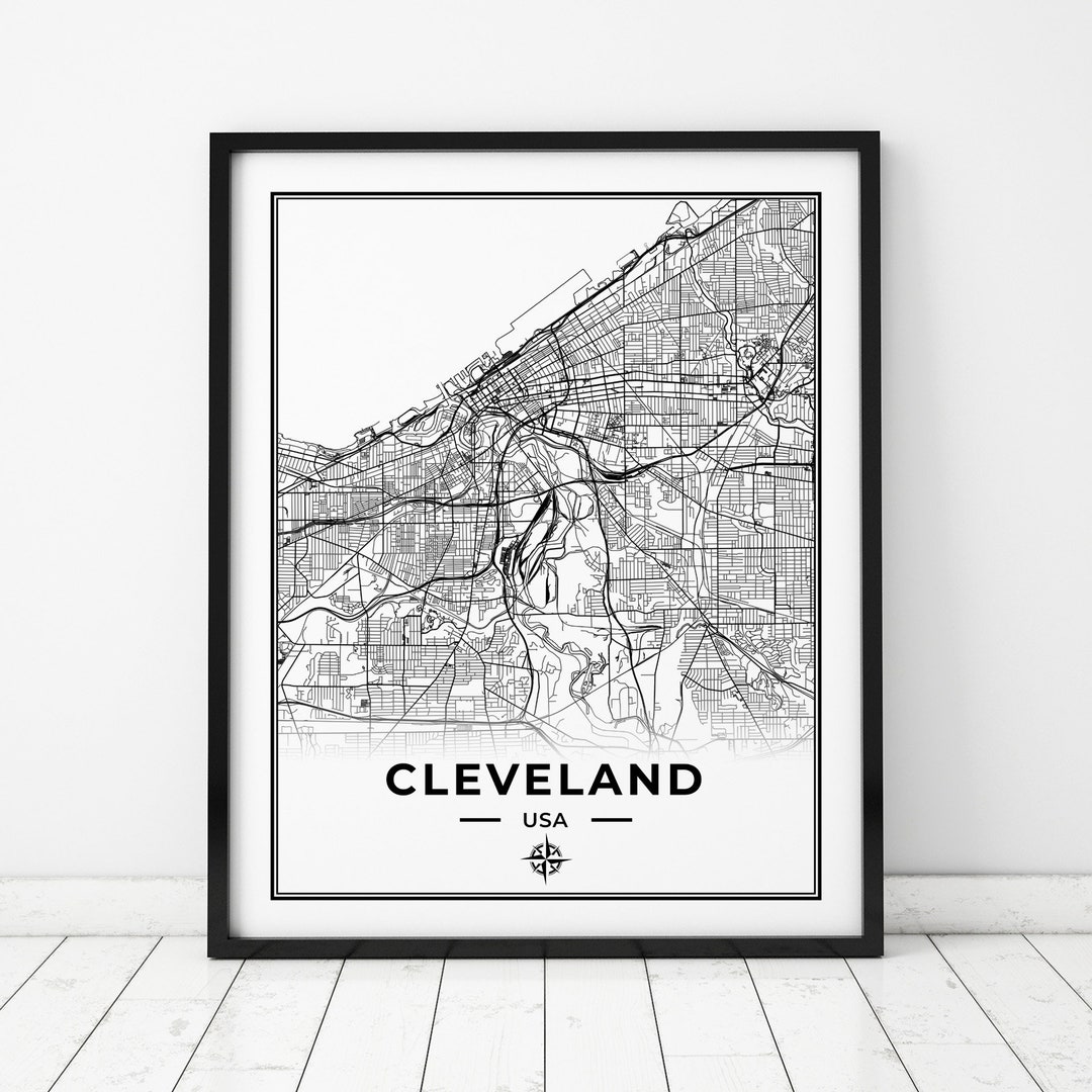 Cleveland Map Print Map of Cleveland Ohio USA Digital Download - Etsy.de