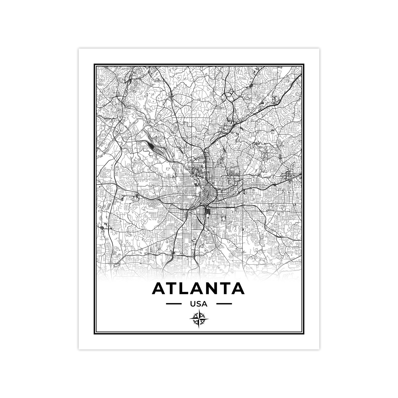 Atlanta Map Print Map of Atlanta Georgia Digital Download - Etsy