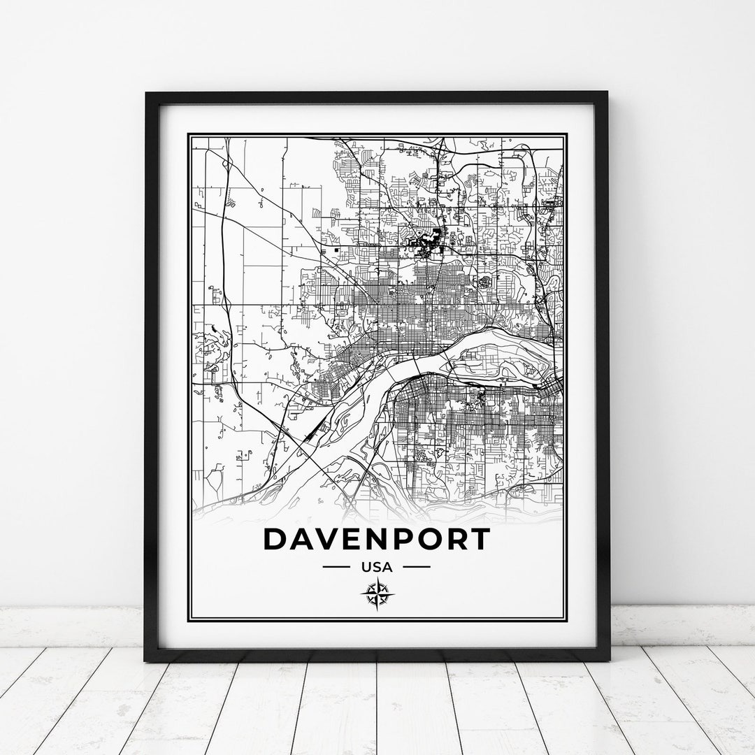 Davenport Map Print Map of Davenport, USA Digital Download - Etsy