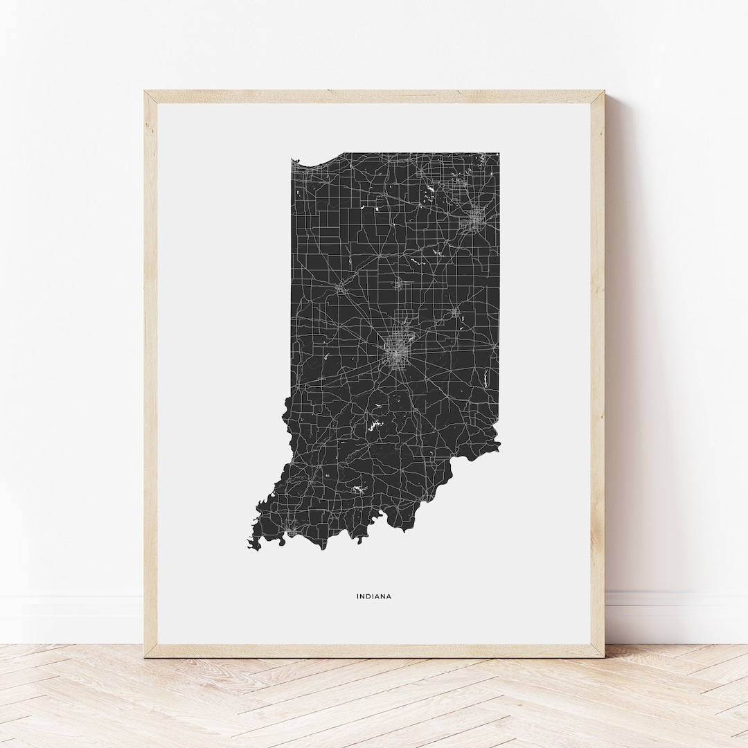 Indiana State Map Print State Map of Indiana Map of Indiana, USA ...