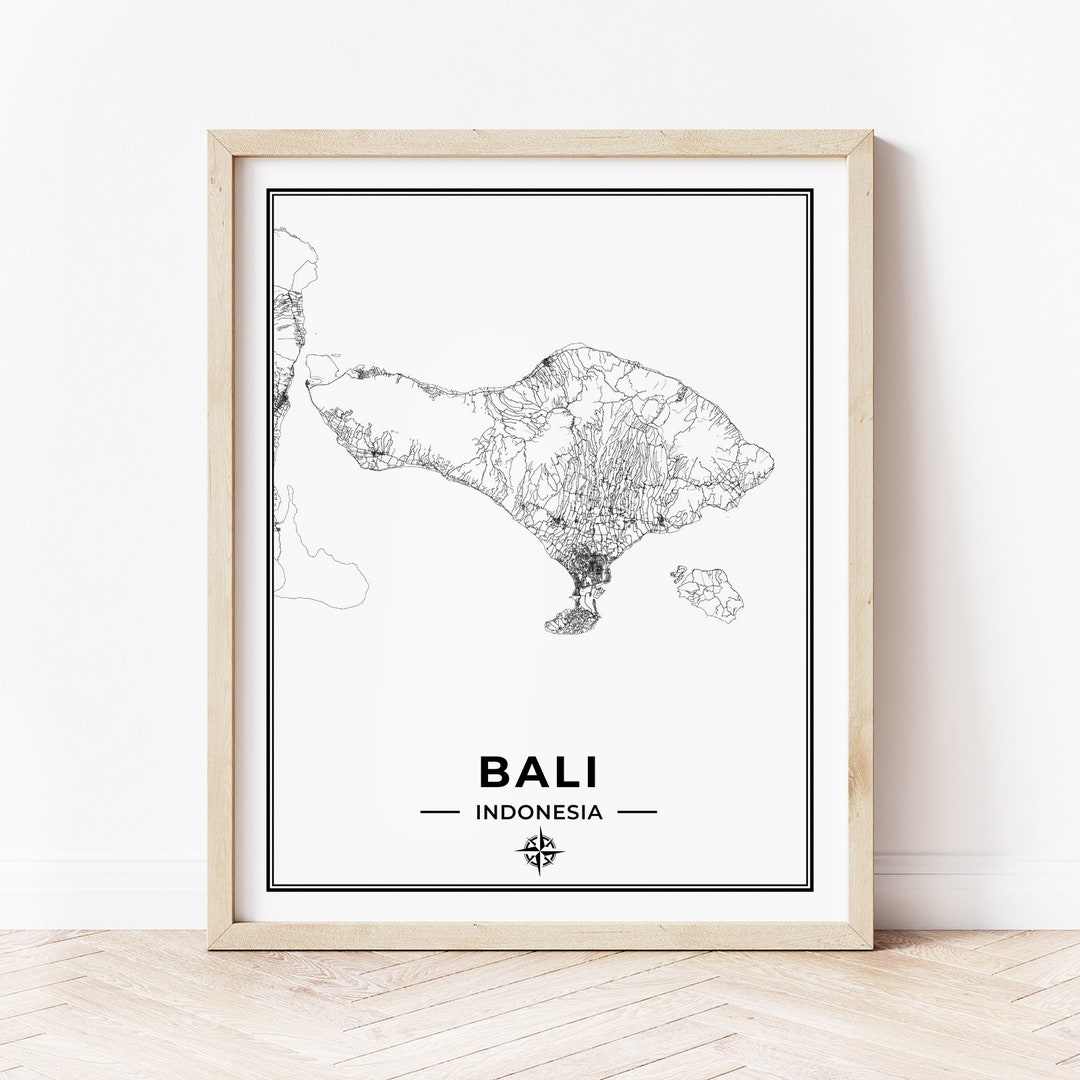 Bali Map Print Bali Wall Art Map of Bali Bali Poster Printable Wall Art ...