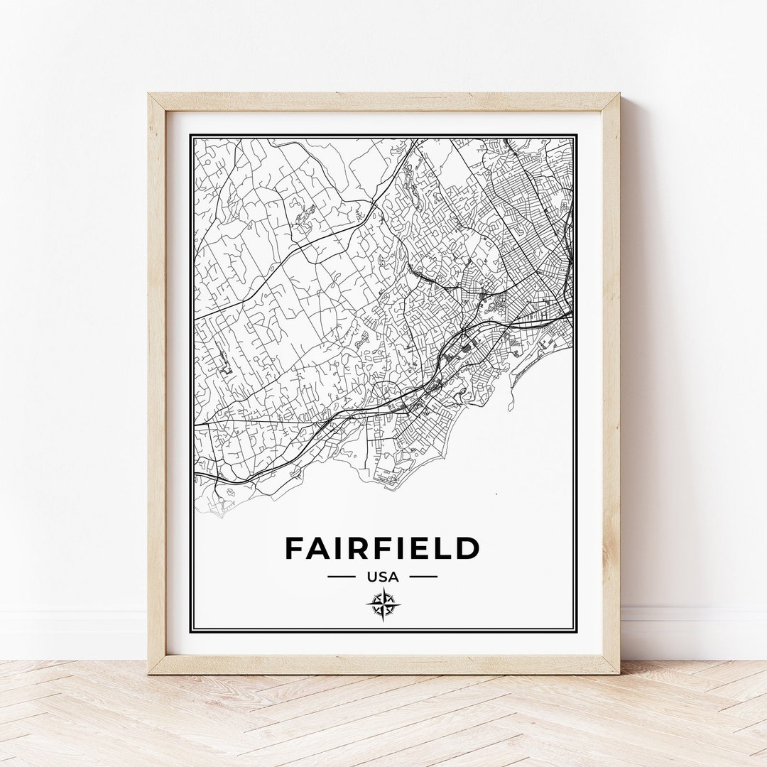 Fairfield Map Print Map of Fairfield Connecticut Digital Download - Etsy