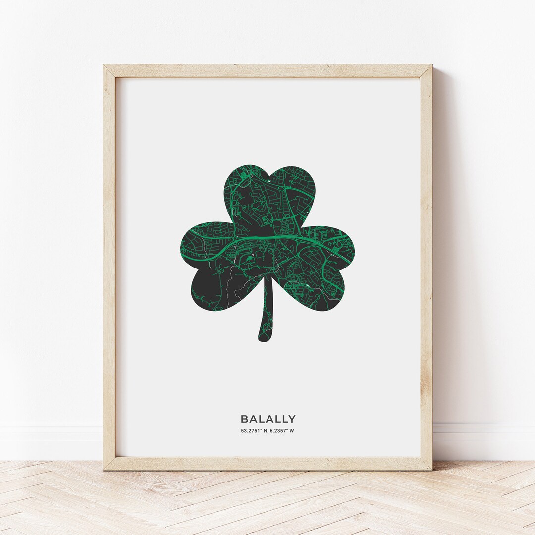 Balally Shamrock Karte Druck Karte von Balally Irland Irisches Good ...