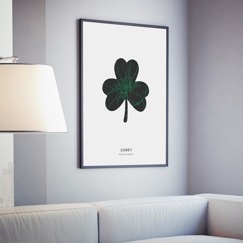 Gorey Shamrock Map Print Map of Gorey Ireland Irish Good - Etsy