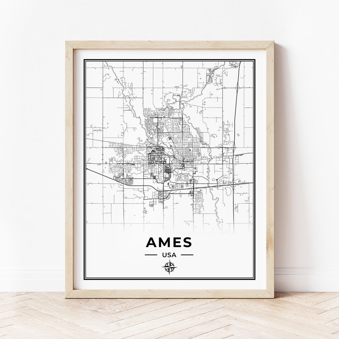 Ames Map Print Ames Wall Art Map of Ames USA Ames Poster Printable Wall ...