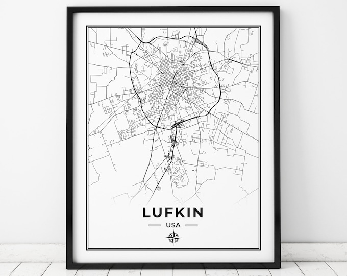 Lufkin, Map Print Map of Lufkin, USA Digital Download - Etsy