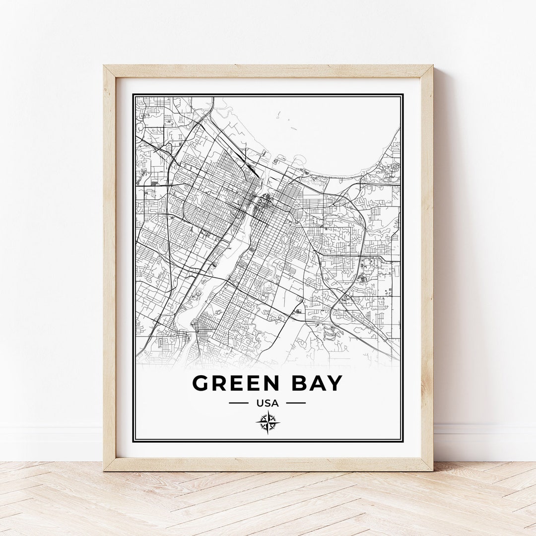 Green Bay Map Print Map of Green Bay Wisconsin USA Digital Download - Etsy