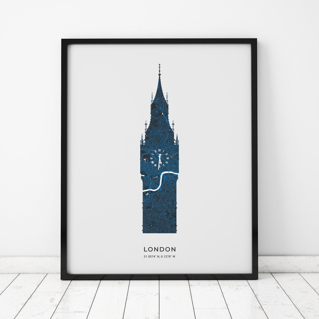 London Big Ben Map Print Map of London England Digital - Etsy