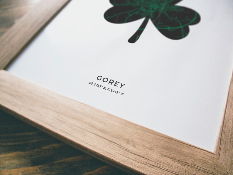 Gorey Shamrock Map Print Map of Gorey Ireland Irish Good - Etsy