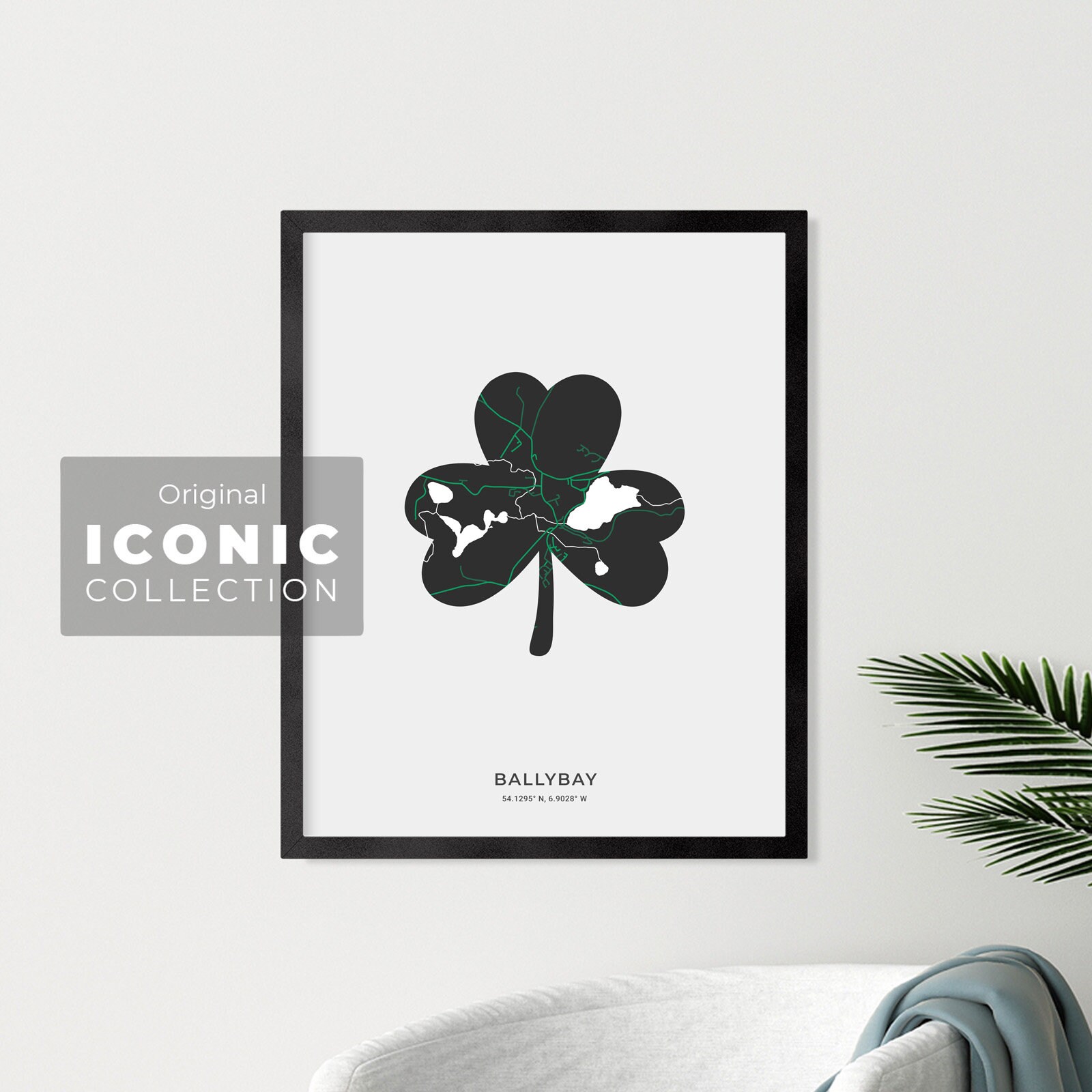 Ballybay Shamrock Map Print Map of Ballybay Ireland Digital Download - Etsy