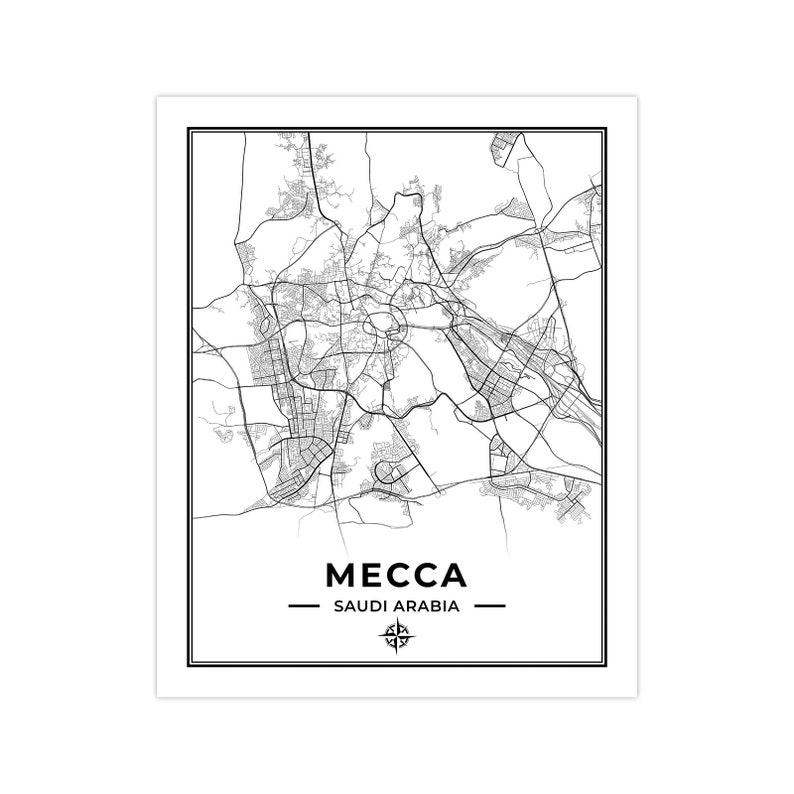 Mecca Map Print Map of Mecca Saudi Arabia Digital Download - Etsy