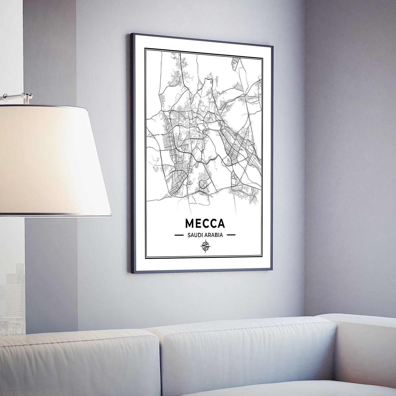 Mecca Map Print Map of Mecca Saudi Arabia Digital Download - Etsy