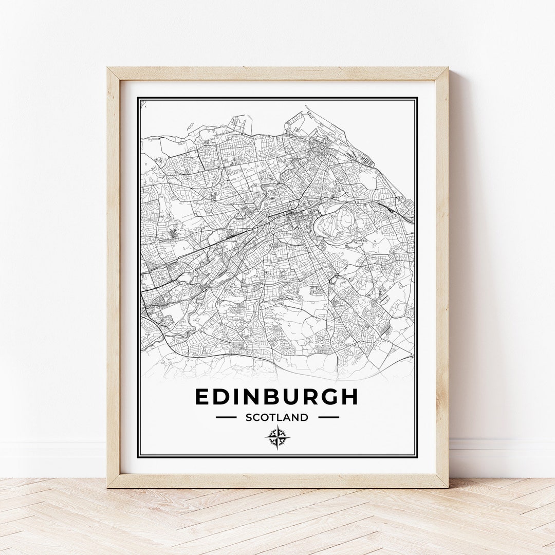 Edinburgh Map Print Map of Edinburgh Scotland Digital Download - Etsy