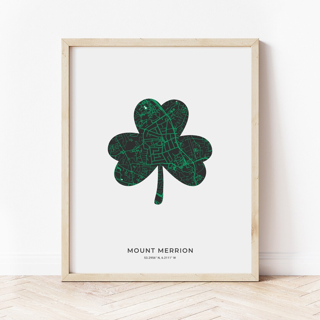 Mount Merrion Shamrock Map Print Map of Mount Merrion Ireland Digital ...